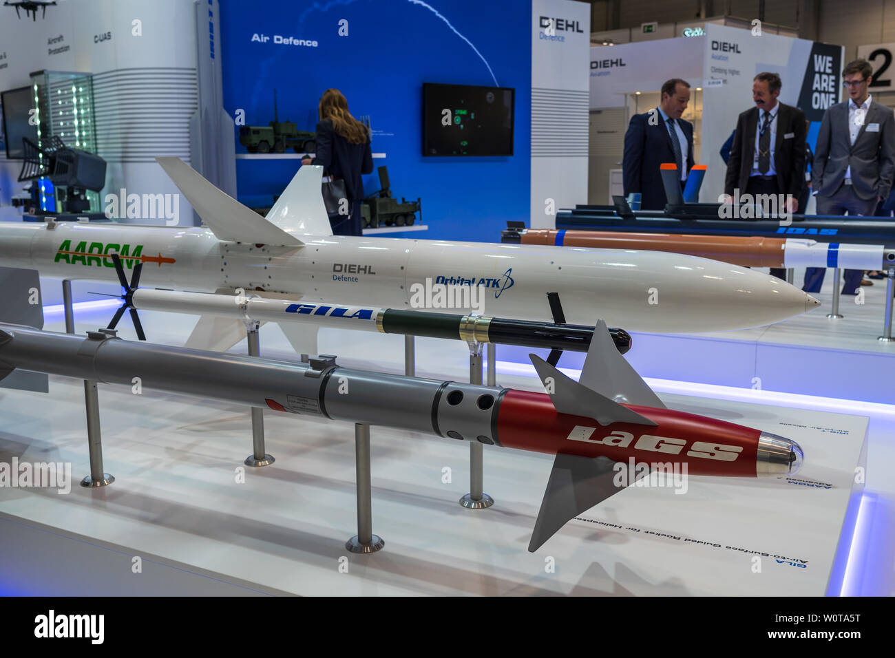 BERLIN, GERMANY - APRIL 25, 2018: The stand of the arms manufacturer ...