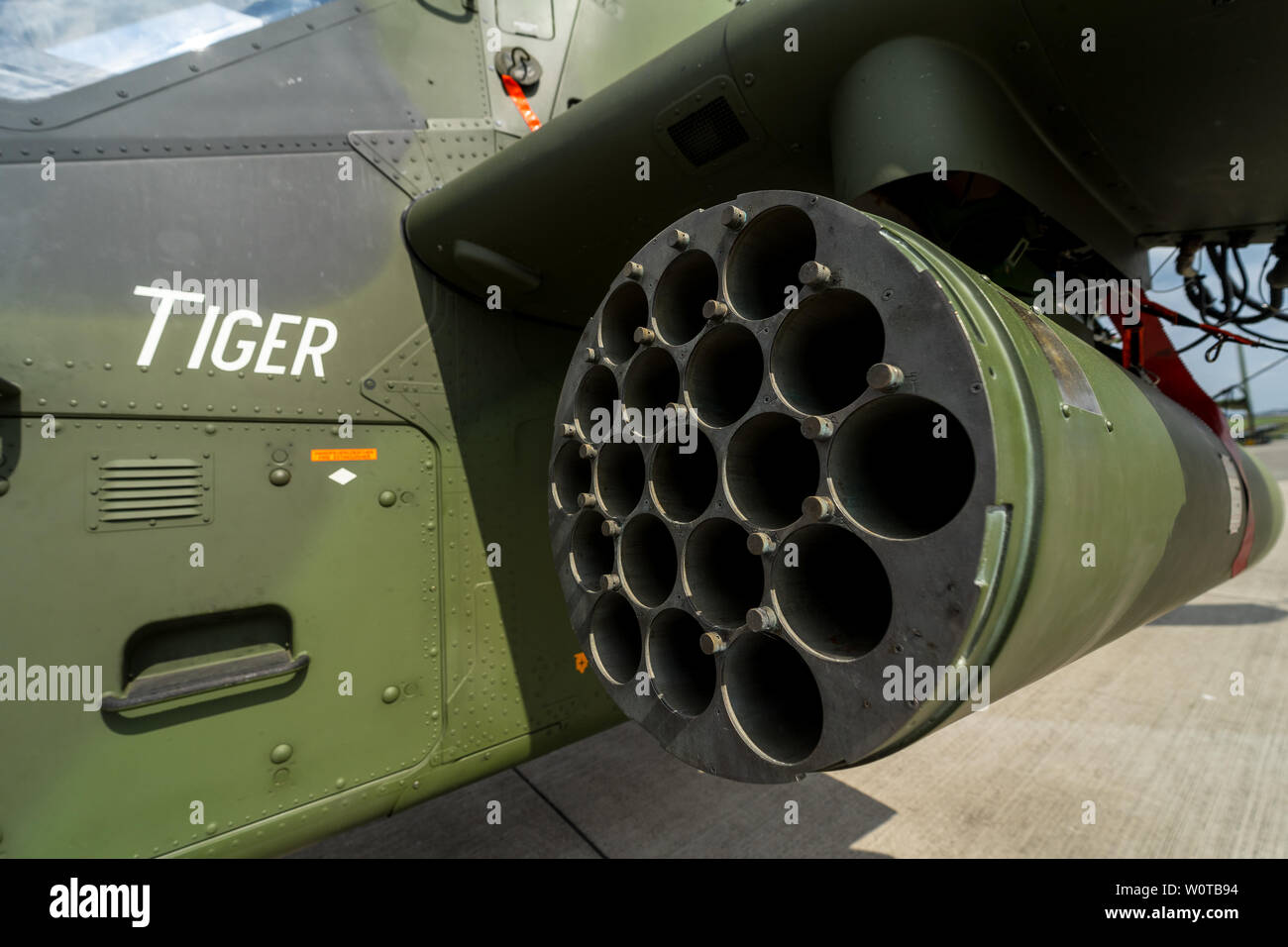 BERLIN, GERMANY - APRIL 25, 2018: Magazine to launch unguided rockets ...