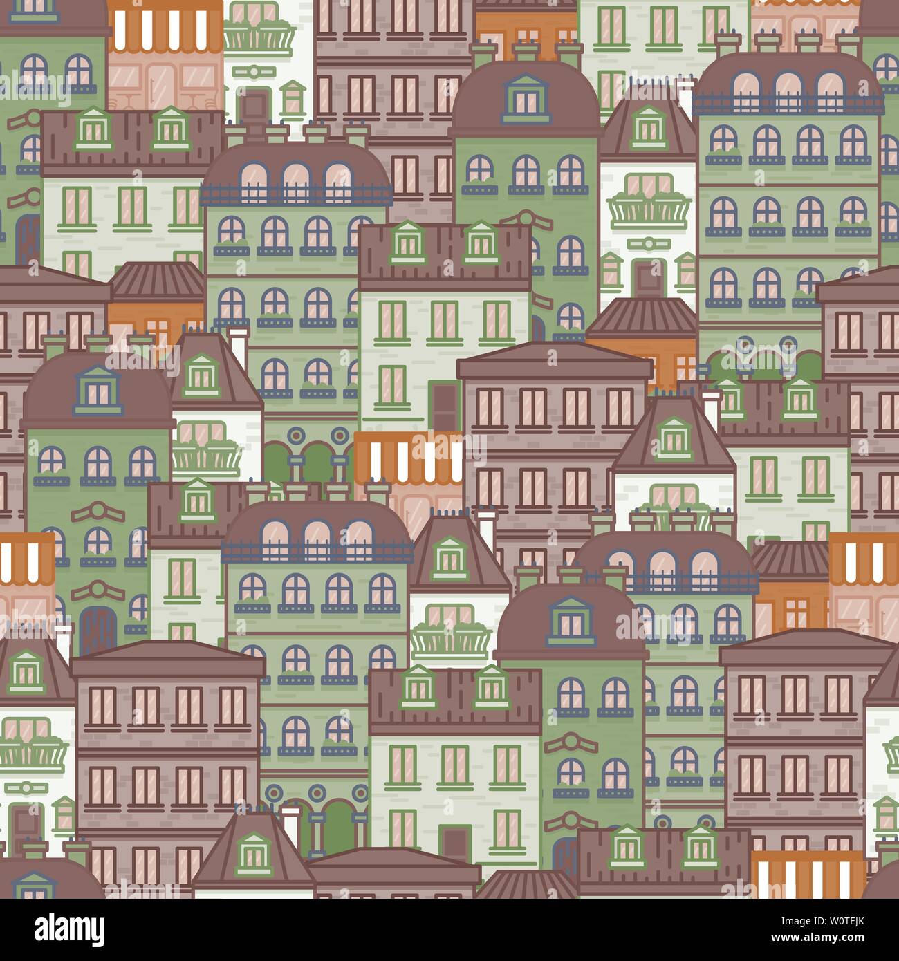 seamless pattern with houses and buildings of Paris. vector ...