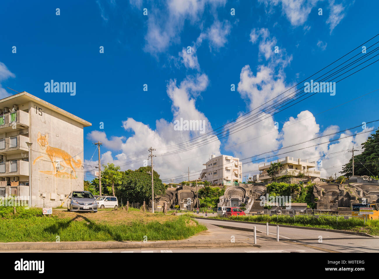 An old housing complex wall in the vicinity of the American Village in ...