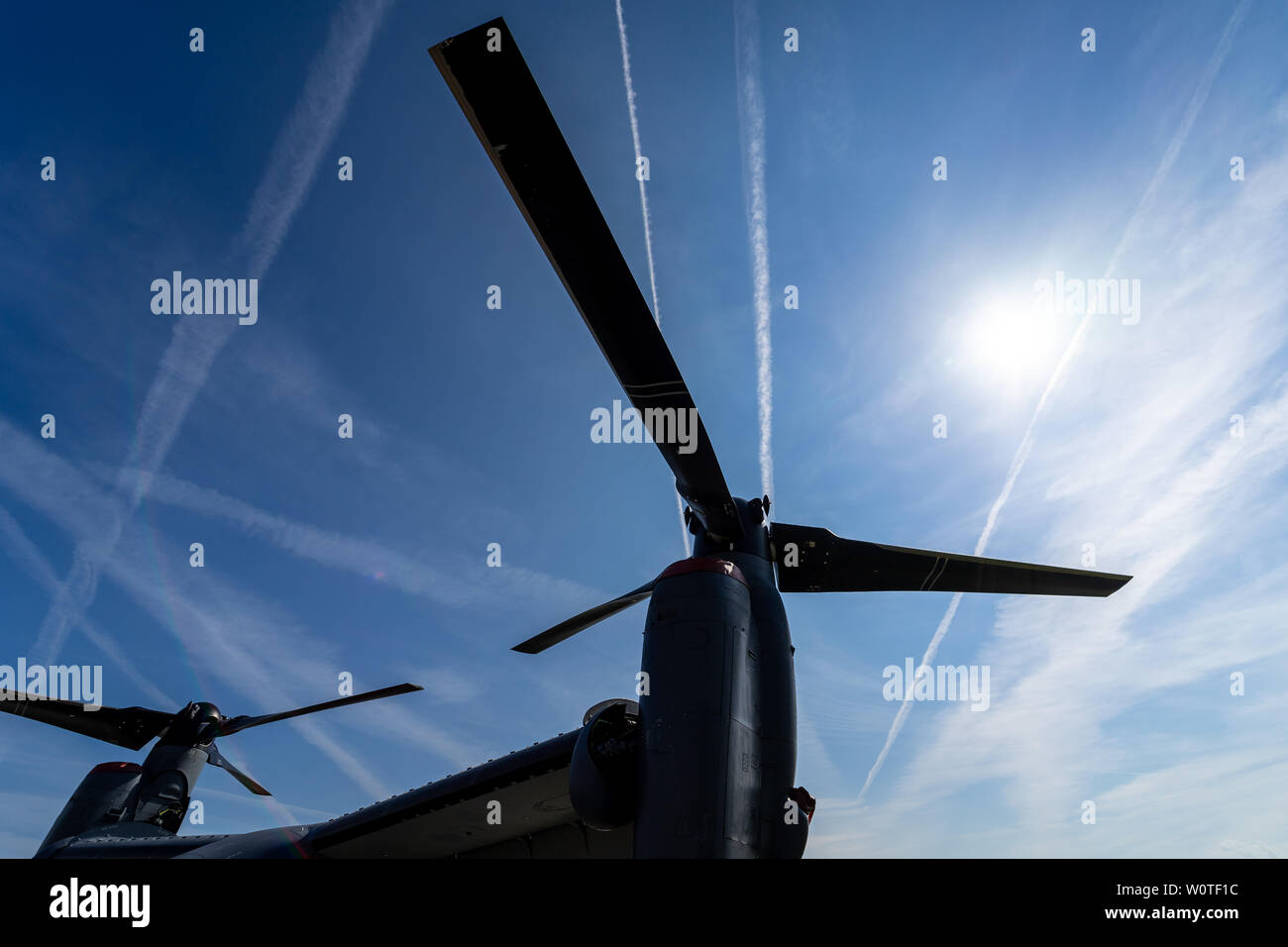 BERLIN, GERMANY - APRIL 27, 2018: Turboshaft engine Rolls-Royce T406 of ...