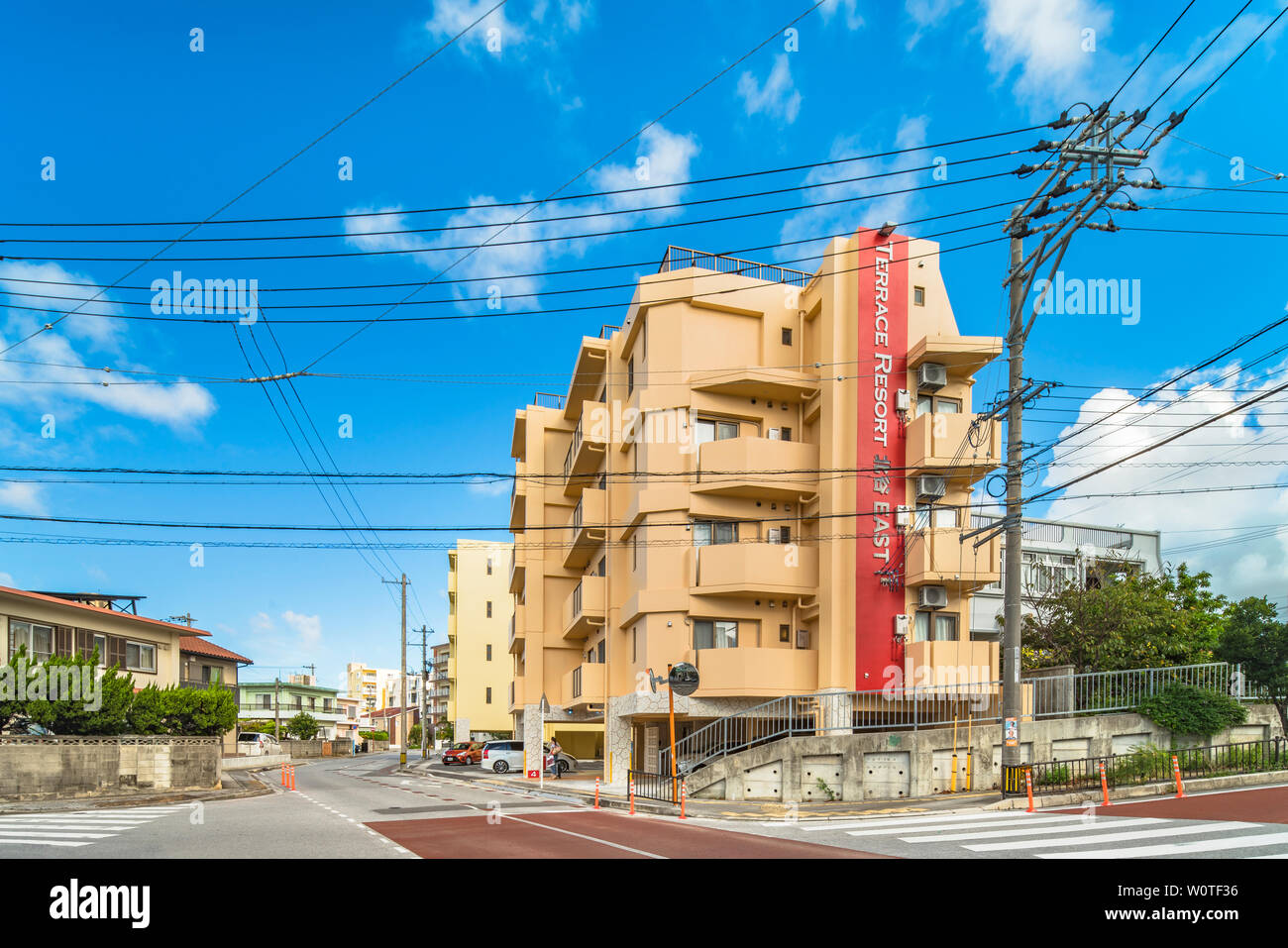 Colorful housing complex Terrace Resort Chatan East Stock Photo - Alamy