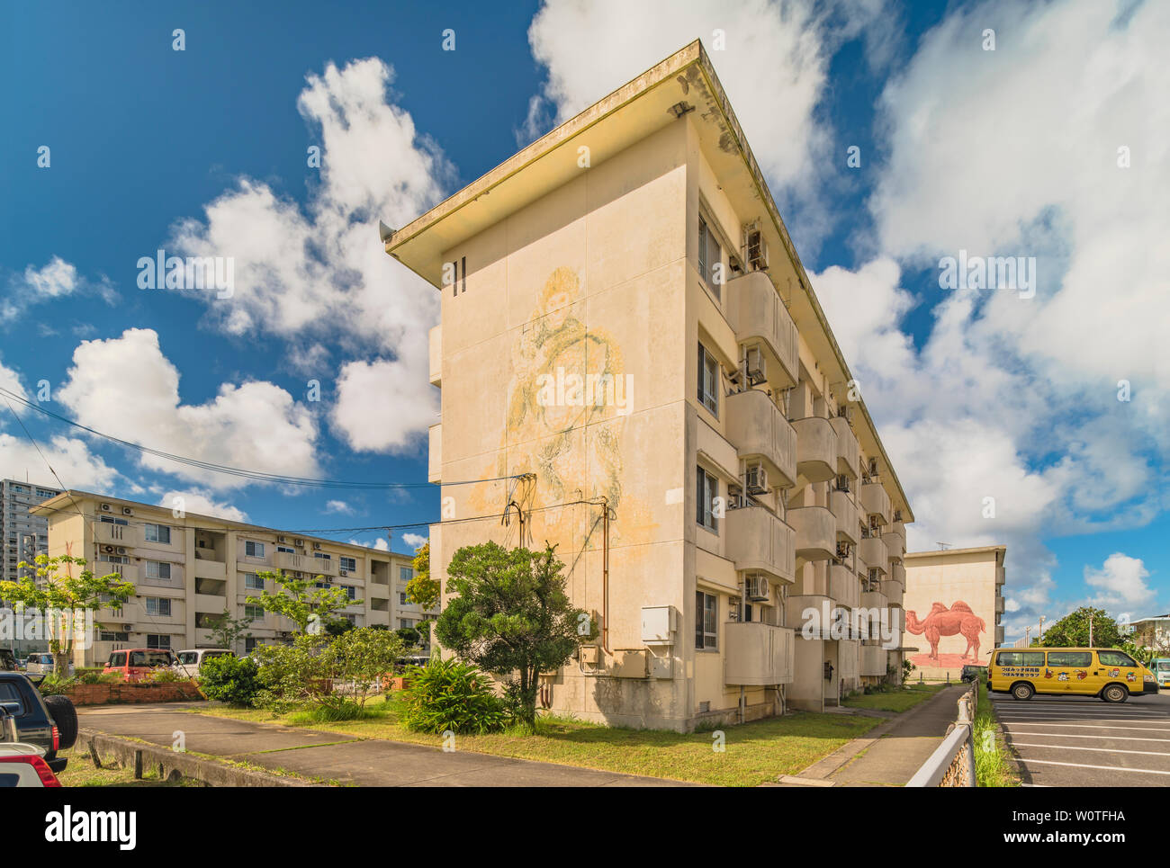 An old housing complex wall in the vicinity of the American Village in ...