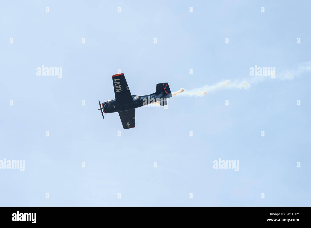 BERLIN - APRIL 27, 2018: Demonstration flight of light attack/trainer ...