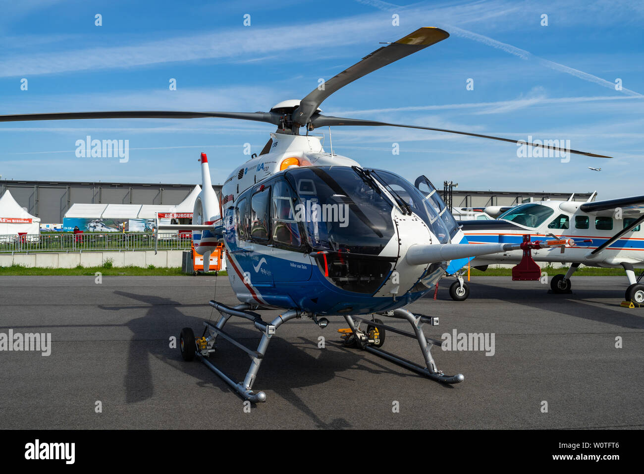 BERLIN - APRIL 27, 2018: Research helicopter Eurocopter MBB Bo105 by ...