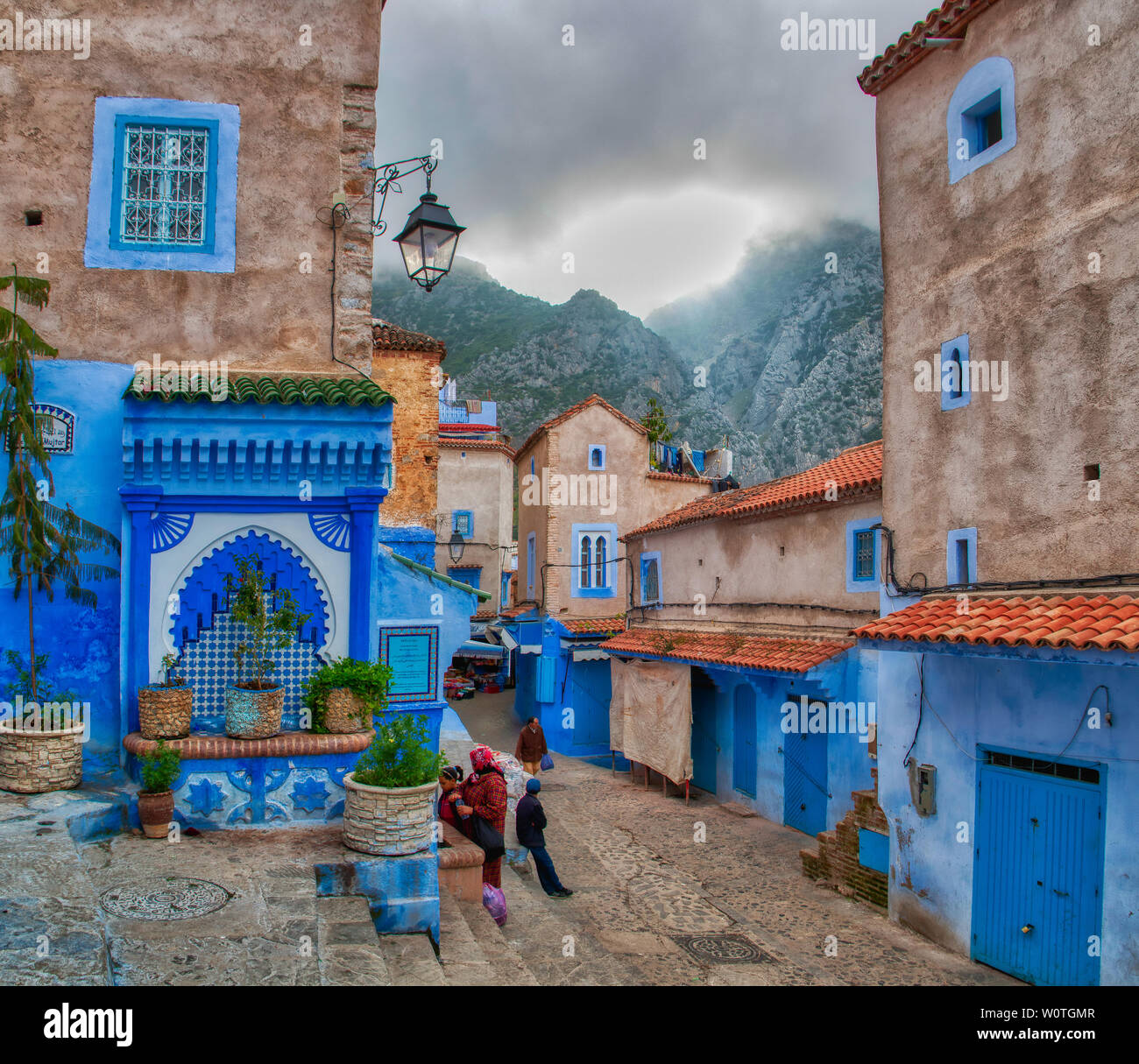 Chefchaouen, Morocco - May 4, 2019: Everyday life in a beautiful street ...
