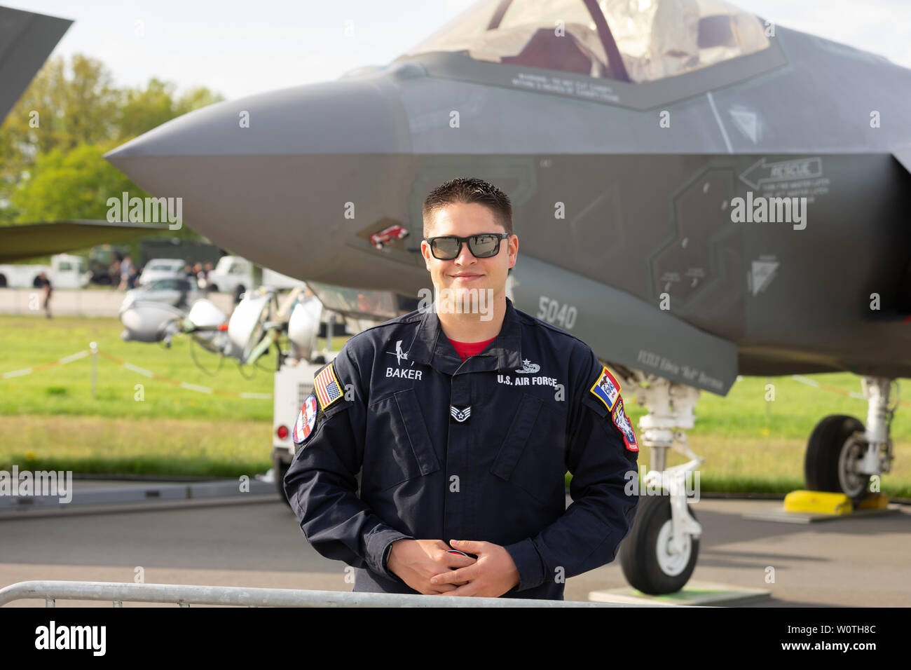 BERLIN - APRIL 27, 2018: Portrait of a military pilot of the US Air ...