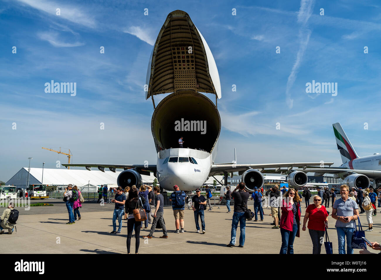 BERLIN - APRIL 28, 2018: Outsize cargo freight aircraft Airbus A300 ...