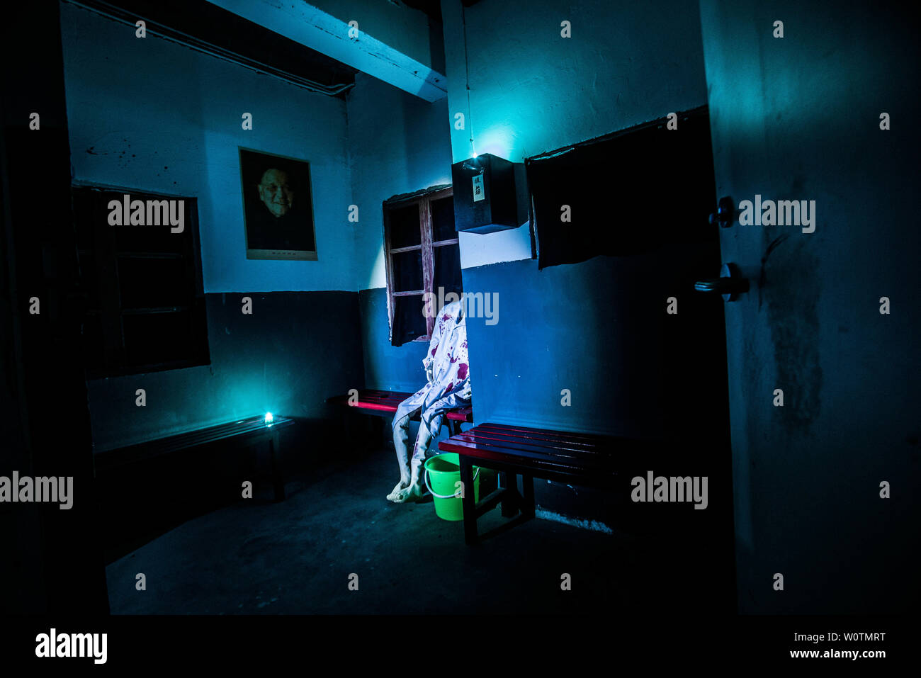 Horror haunted house, hospital-themed secret room escape Stock Photo ...