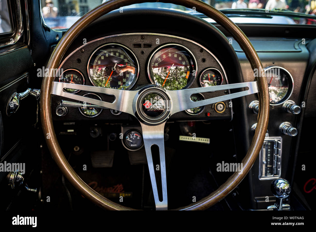 BERLIN - JUNE 09, 2018: Interior of a sports car Chevrolet Corvette ...