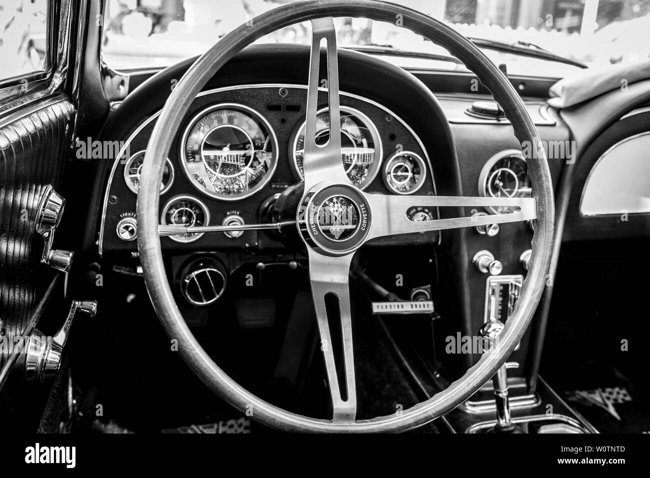 BERLIN - JUNE 09, 2018: Interior of a sports car Chevrolet Corvette ...