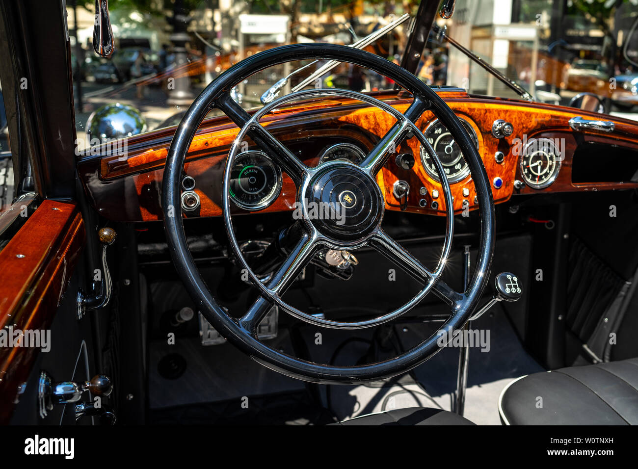 BERLIN - JUNE 09, 2018: Interior of a luxury car Horch 853A Cabriolet ...