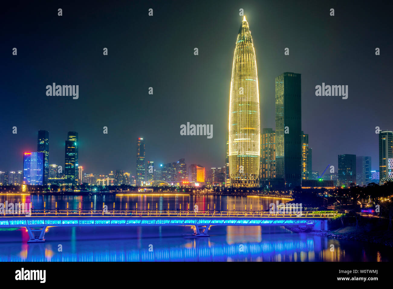 Shenzhen talent park and shenzhen bay with night view hi-res stock ...