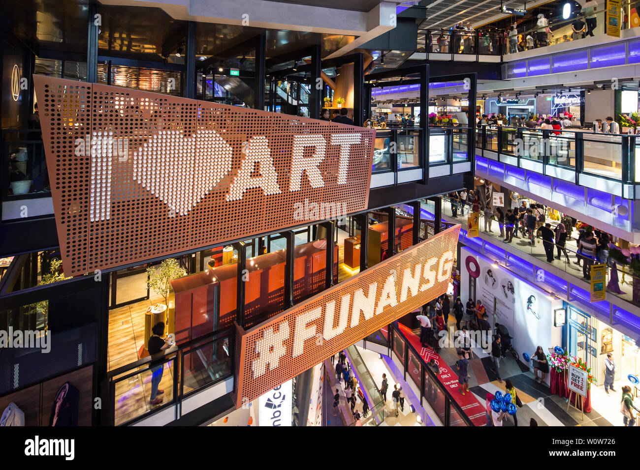 Massive signage of I love art inside Funan Mall Interior, Singapore ...