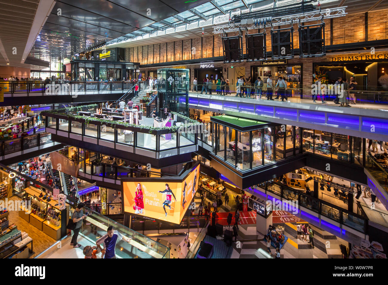 Architecture layout inside Funan Mall Interior, Singapore Stock Photo ...