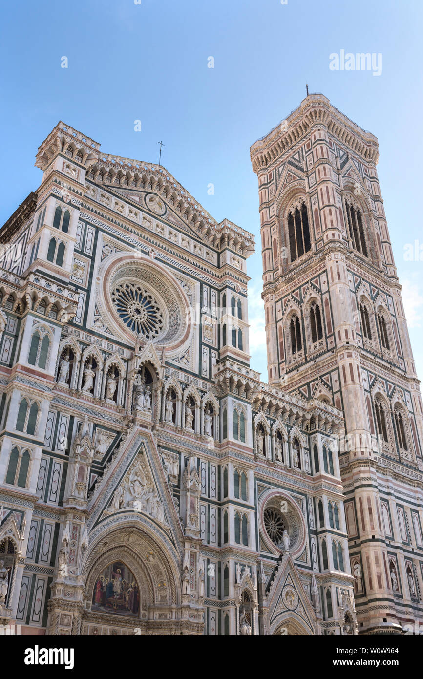 facades of the monumental buildings of the city of Florence in Italy ...