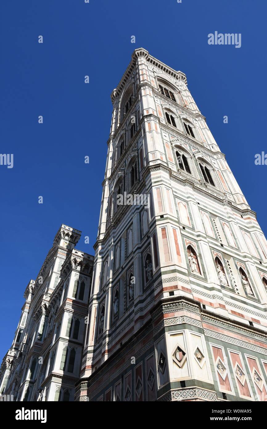 facades of the monumental buildings of the city of Florence in Italy ...