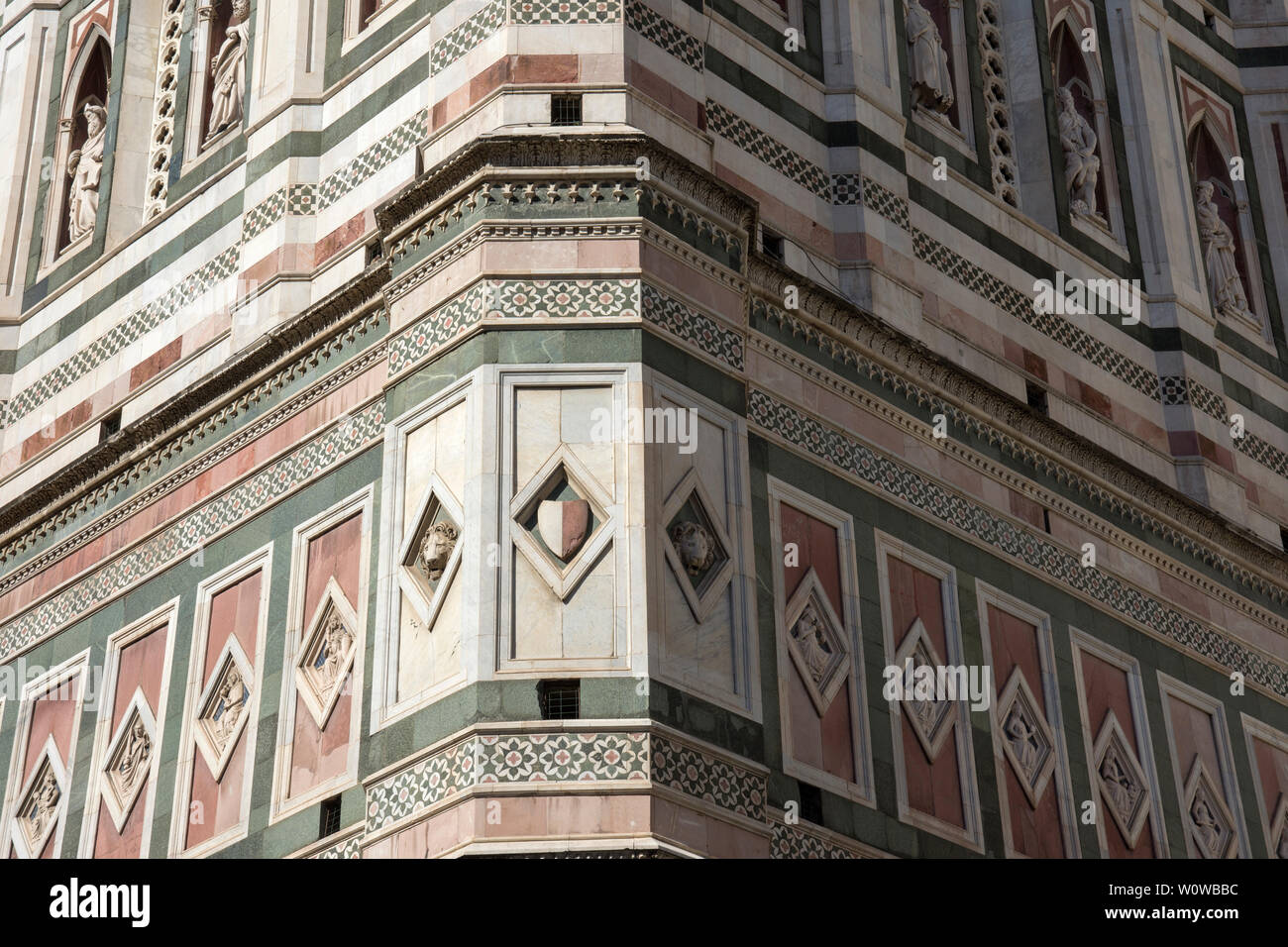facades of the monumental buildings of the city of Florence in Italy ...