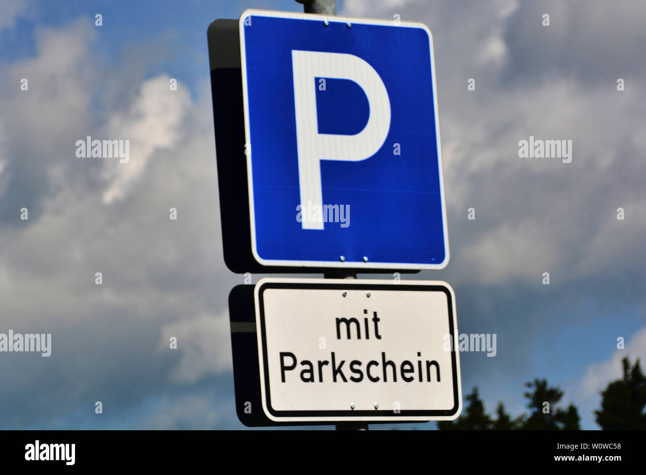 Road sign Parking with parking ticket in Germany Stock Photo - Alamy