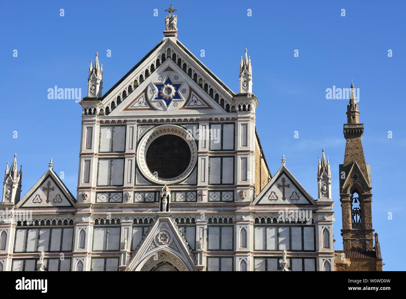 facades of the monumental buildings of the city of Florence in Italy ...