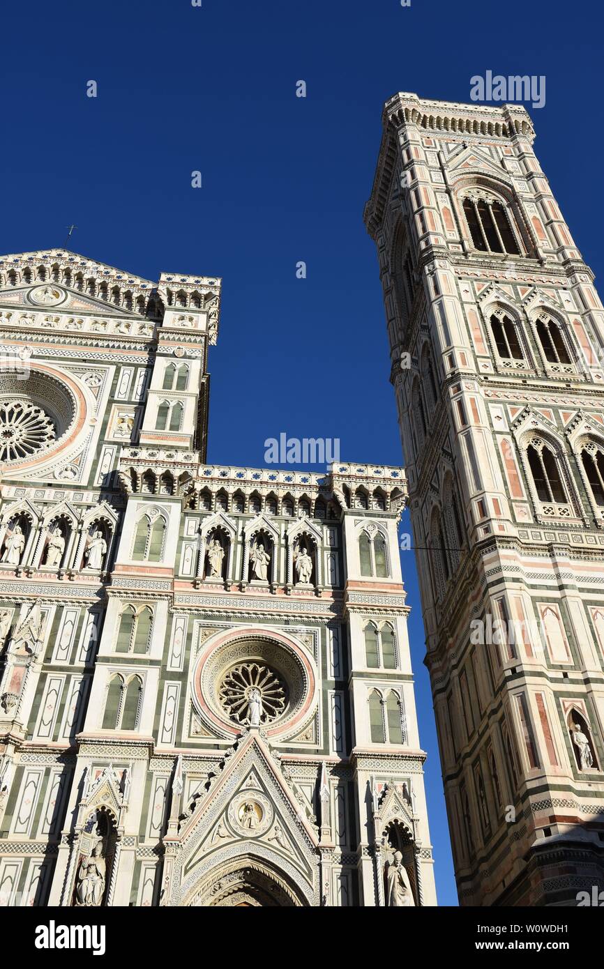 facades of the monumental buildings of the city of Florence in Italy ...