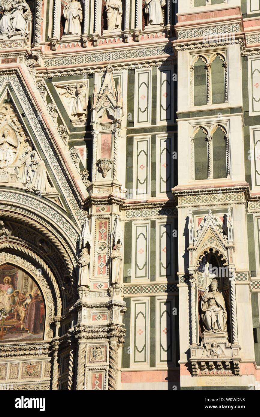 facades of the monumental buildings of the city of Florence in Italy ...