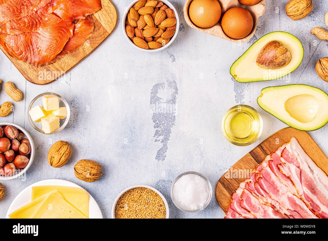 Keto, ketogenic diet, low carb, healthy food background, top view Stock ...