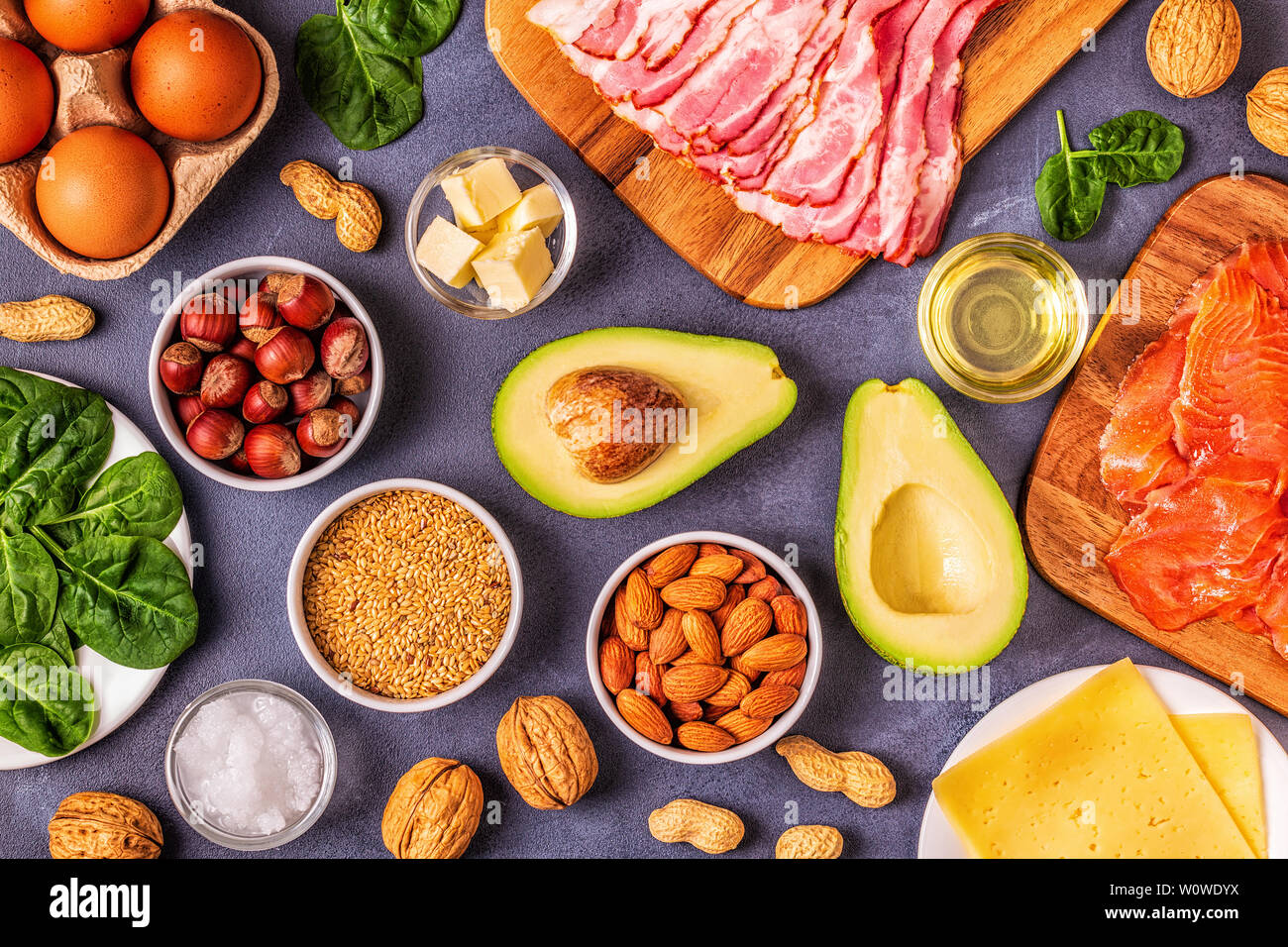 Keto, ketogenic diet, low carb, healthy food background, top view Stock ...