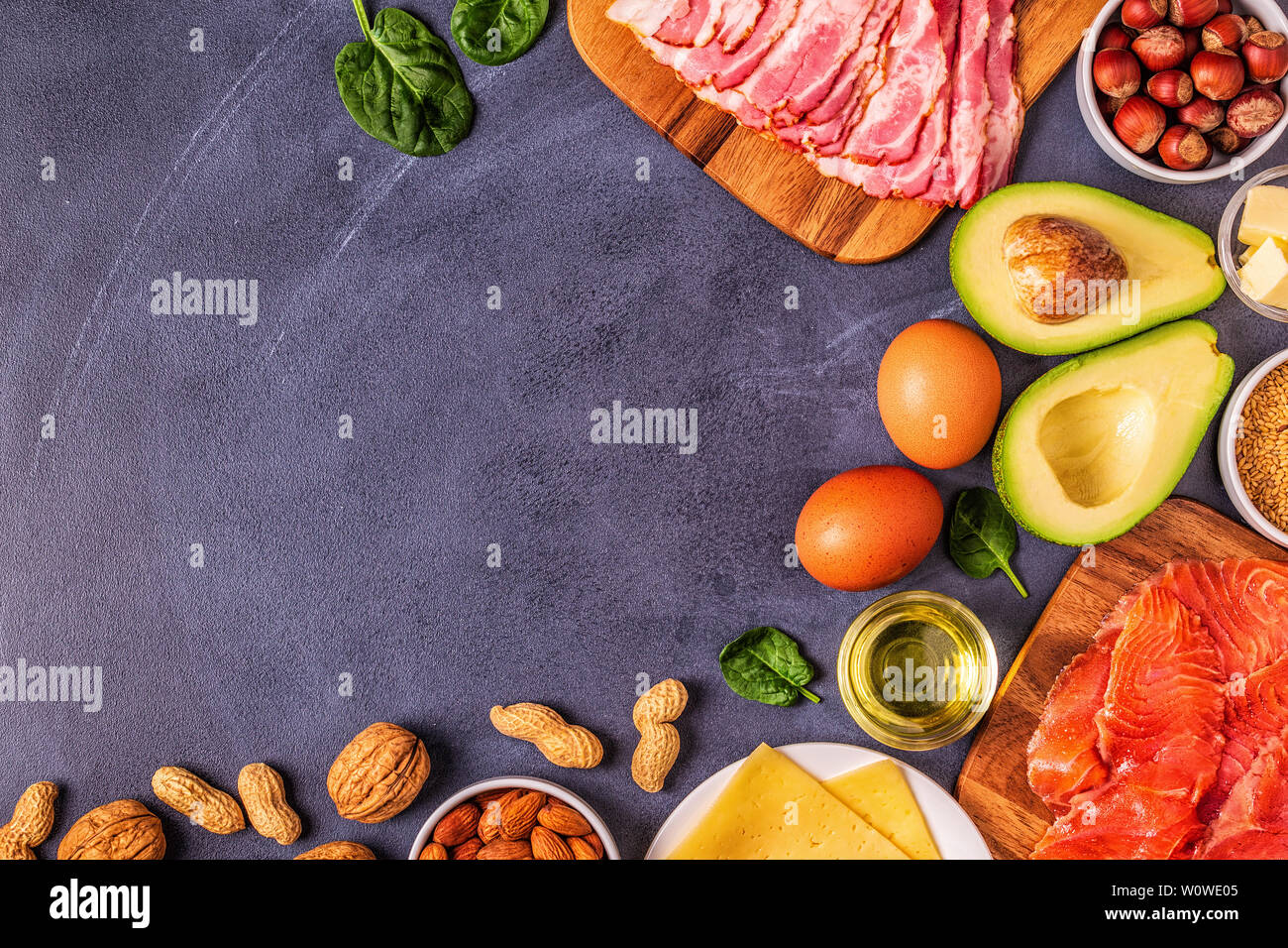 Keto, ketogenic diet, low carb, healthy food background, top view Stock ...