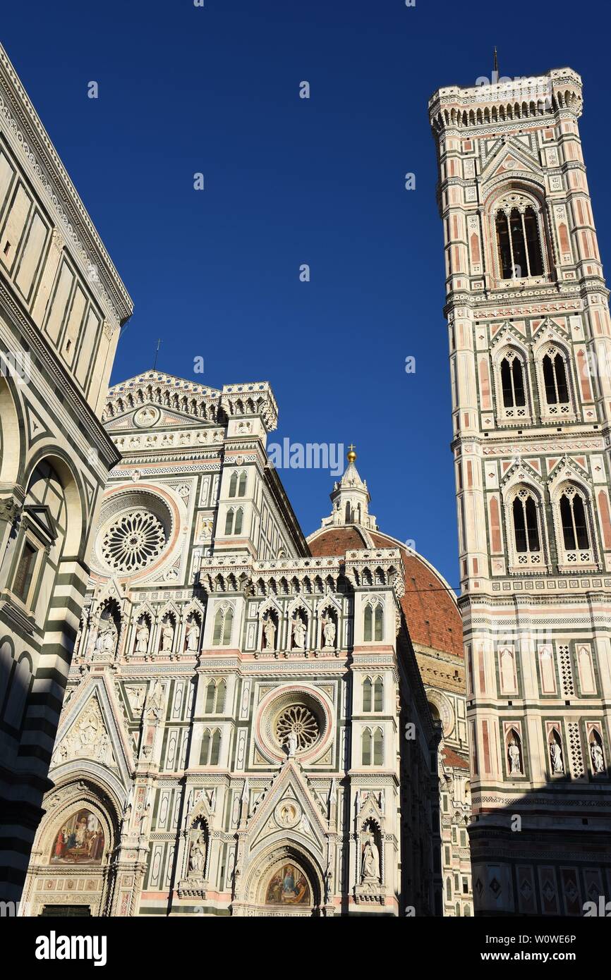facades of the monumental buildings of the city of Florence in Italy ...