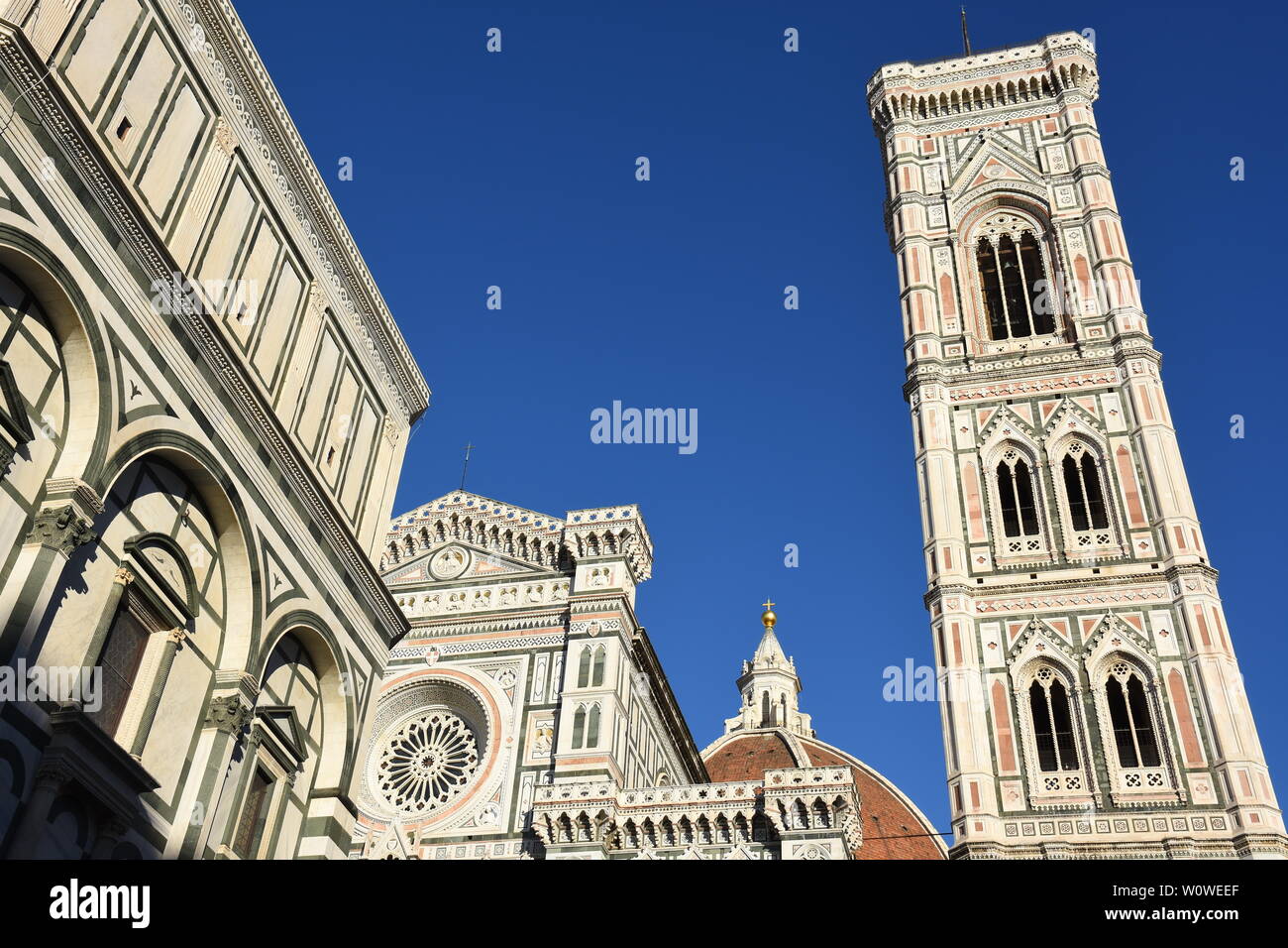 facades of the monumental buildings of the city of Florence in Italy ...