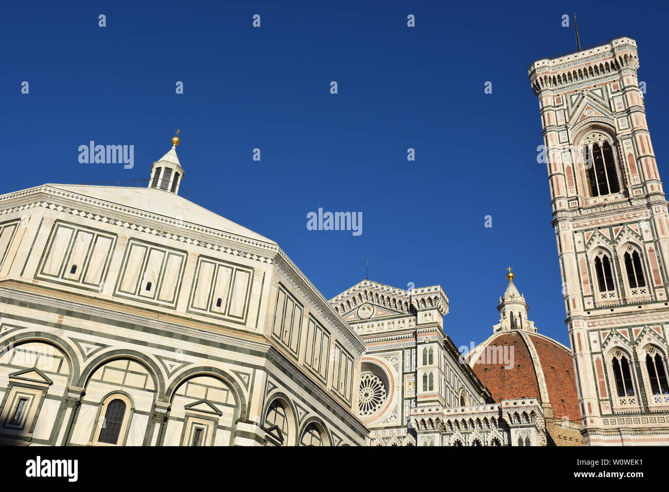 facades of the monumental buildings of the city of Florence in Italy ...