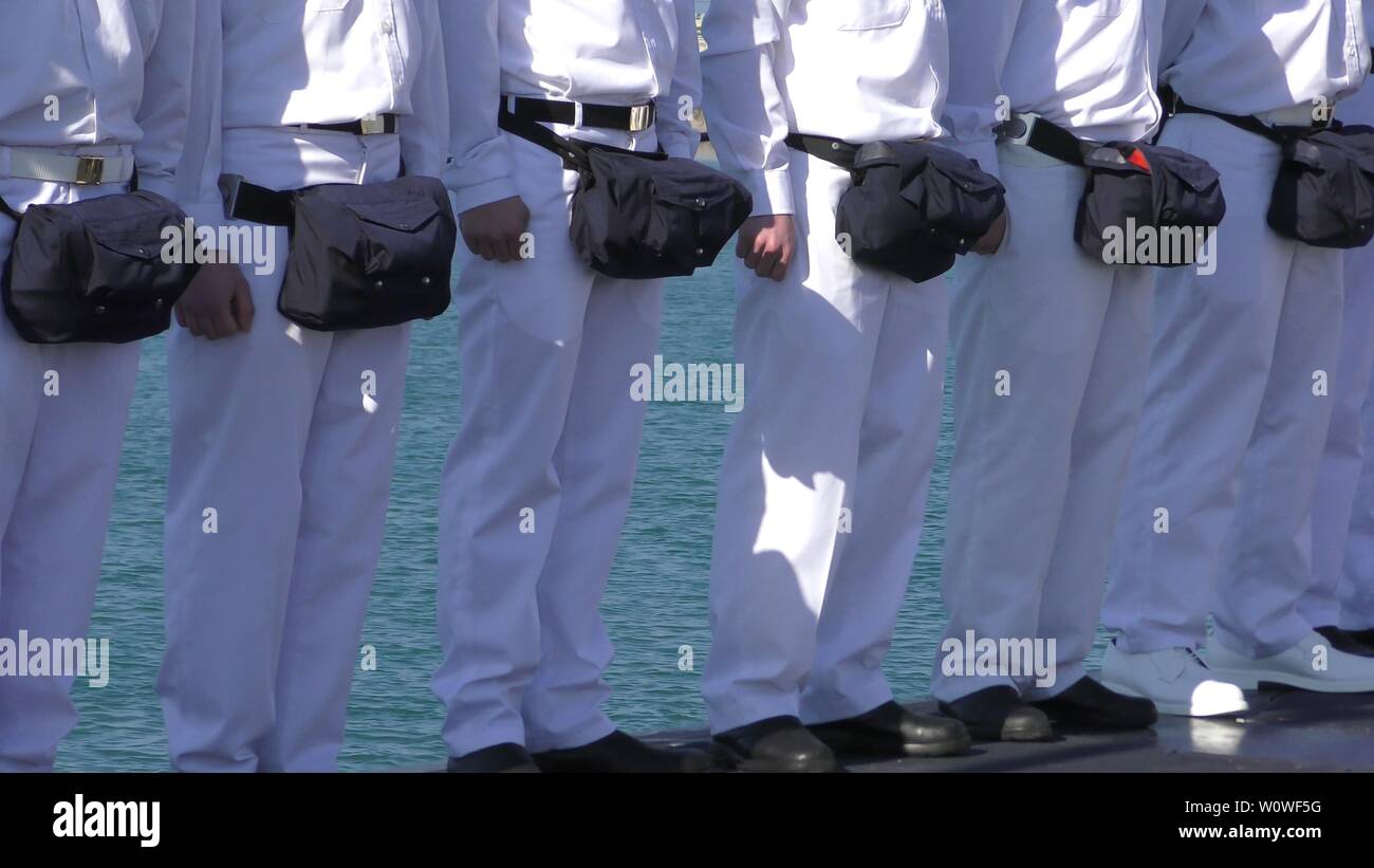 HAIFA, ISRAEL - January 12, 2016, Sailors of INS Rahav, the Fifth ...
