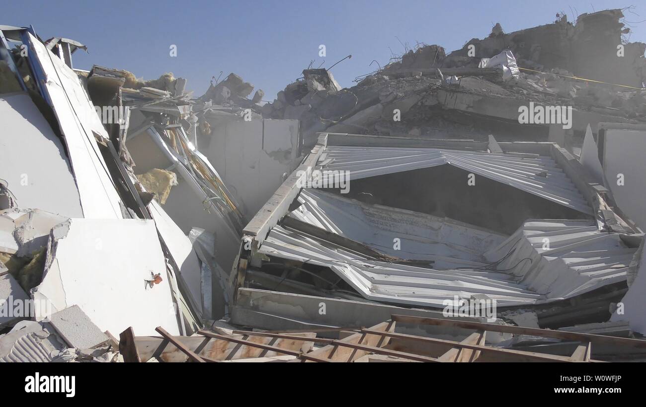 The rubble as a result from earthquake rocket attack tsunami ...