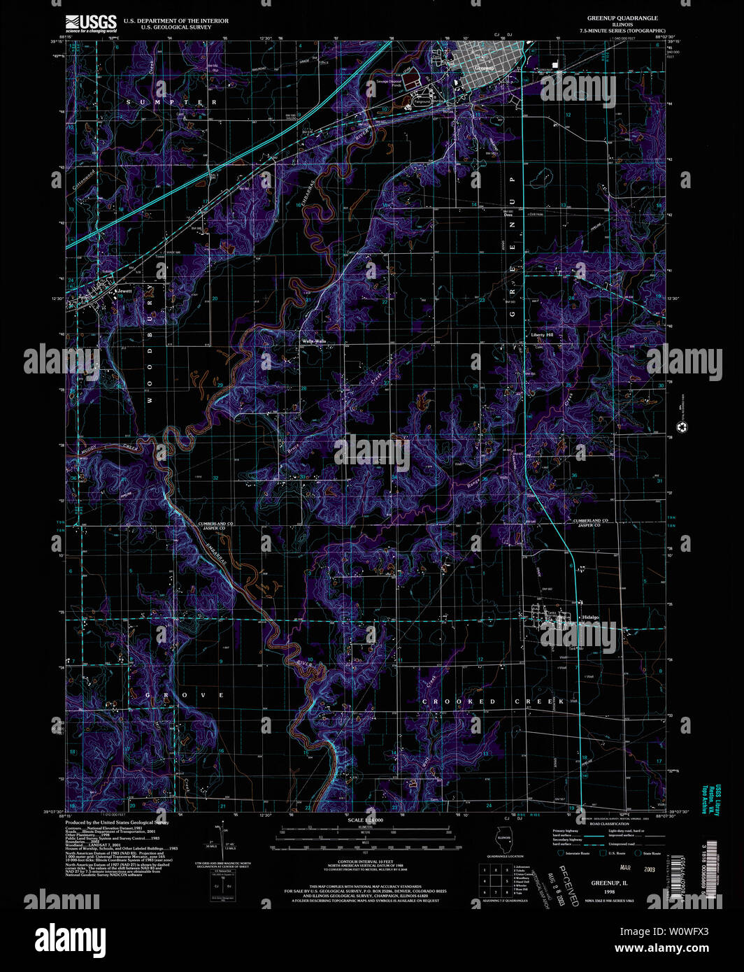 USGS TOPO Map Illinois IL Greenup 307738 1998 24000 Inverted ...
