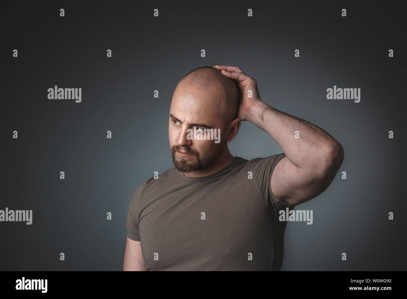 Portrait man thinking white background hi-res stock photography and ...