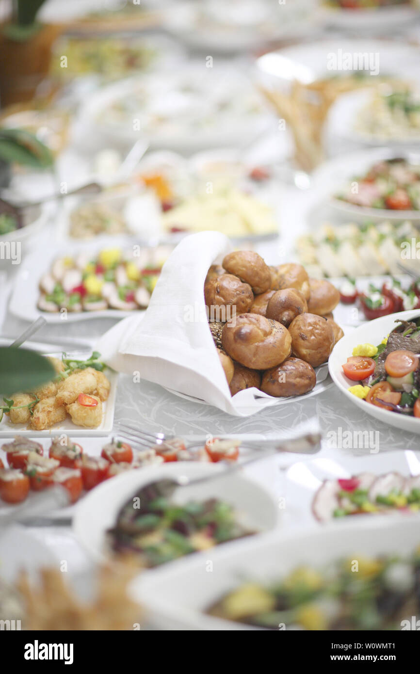 Table with snacks for a buffet table Stock Photo - Alamy