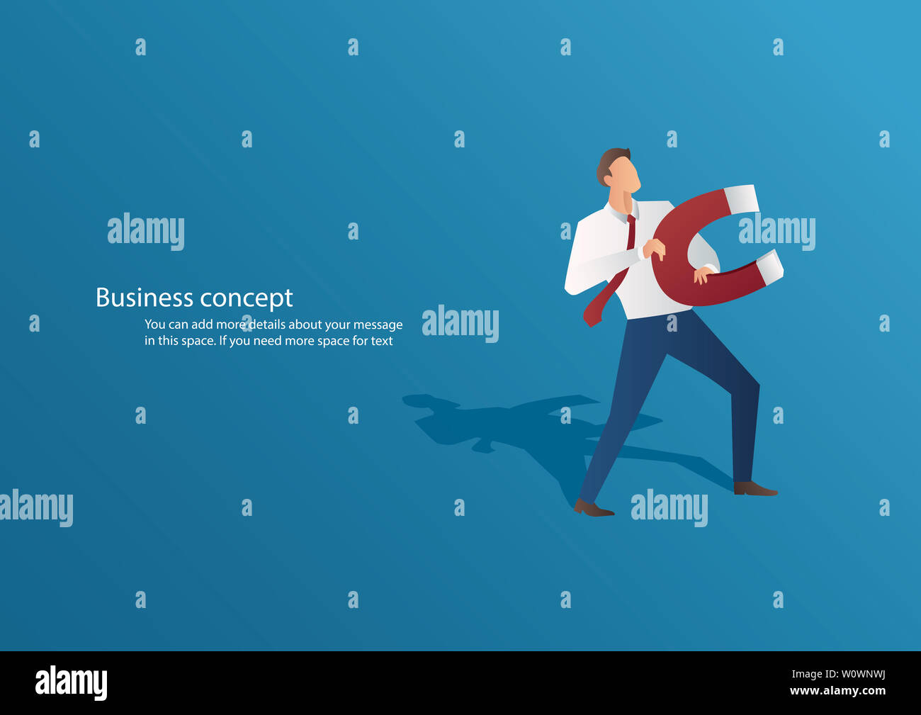 Businessman with a large magnet Stock Photo - Alamy