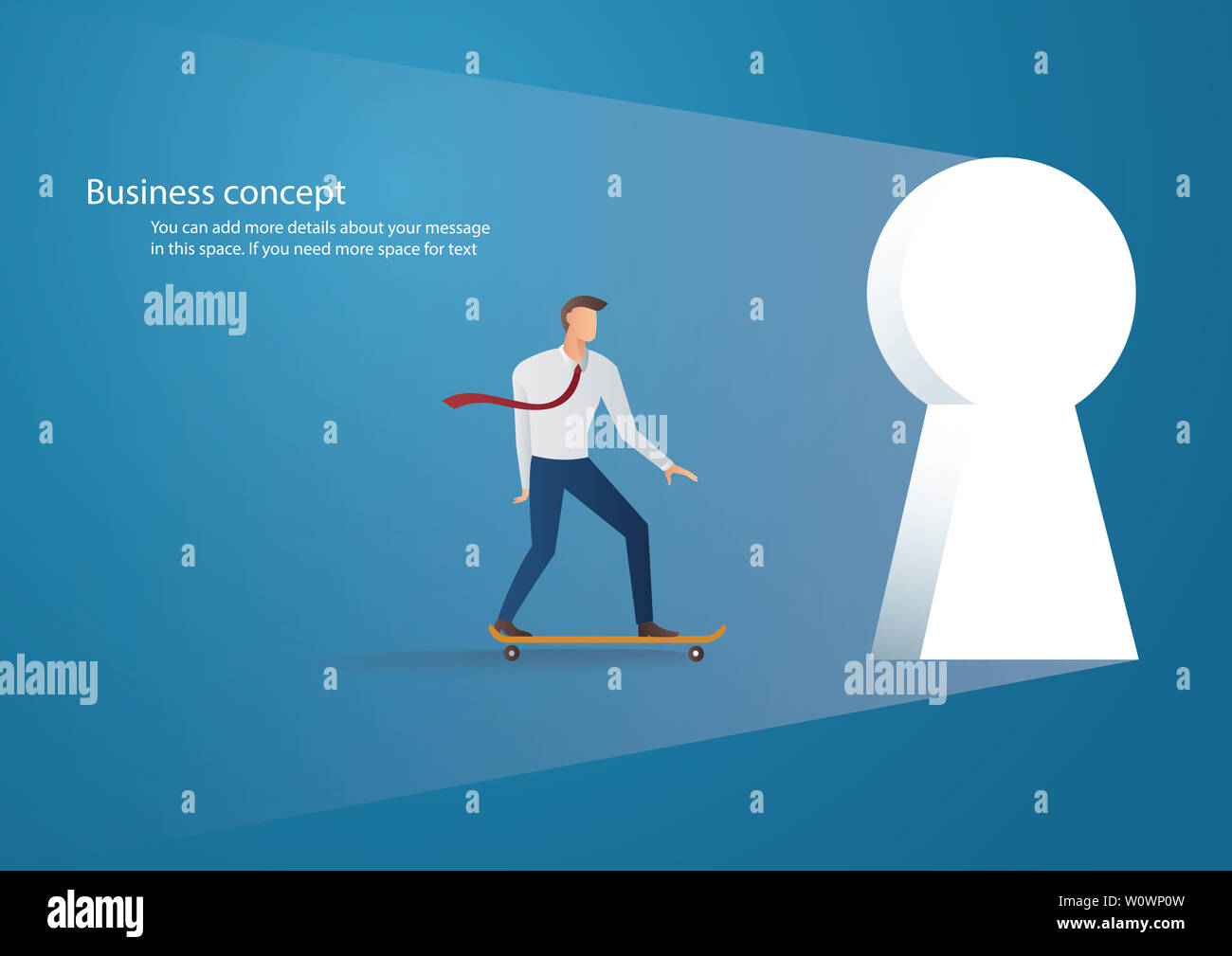 Business concept illustration of a businessman ride arrow icon into ...