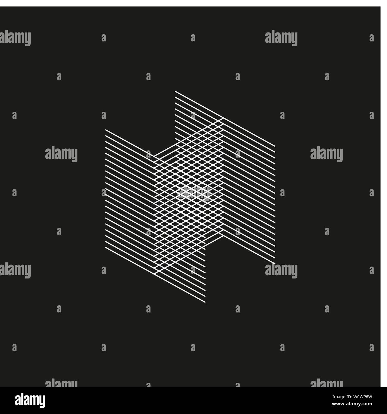 Isometric Geometric Font. Line blend style letter H. Typography design ...