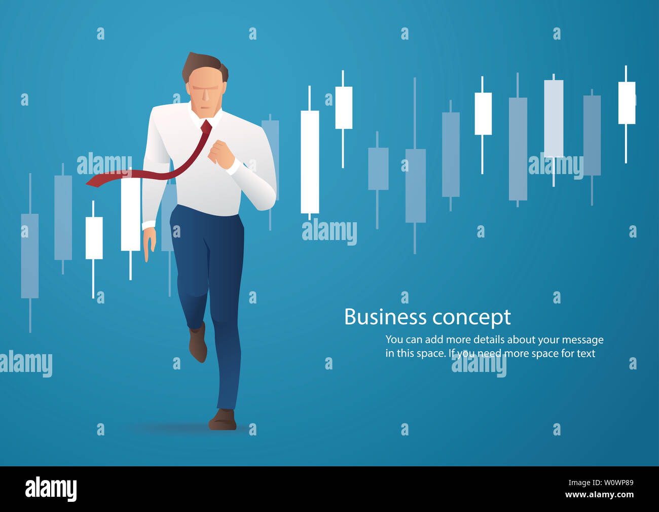Businessman running with candlestick chart background, concept of stock ...
