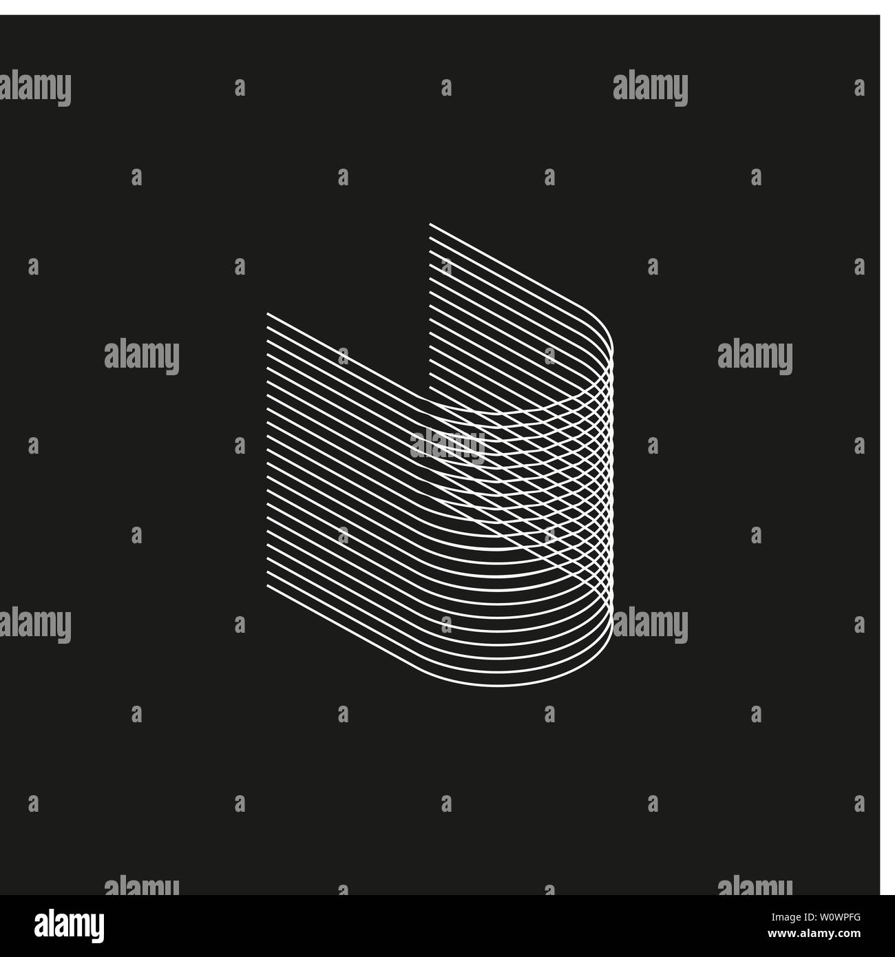 Isometric Geometric Font. Line blend style letter U. Typography design ...