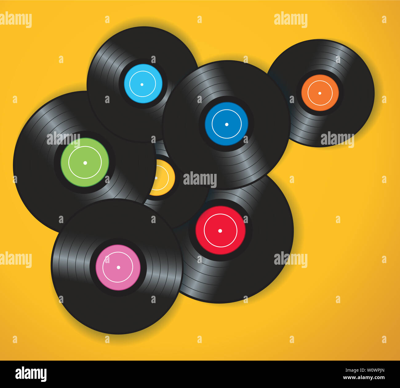 vinyl record with yellow cover mockup background Stock Photo - Alamy
