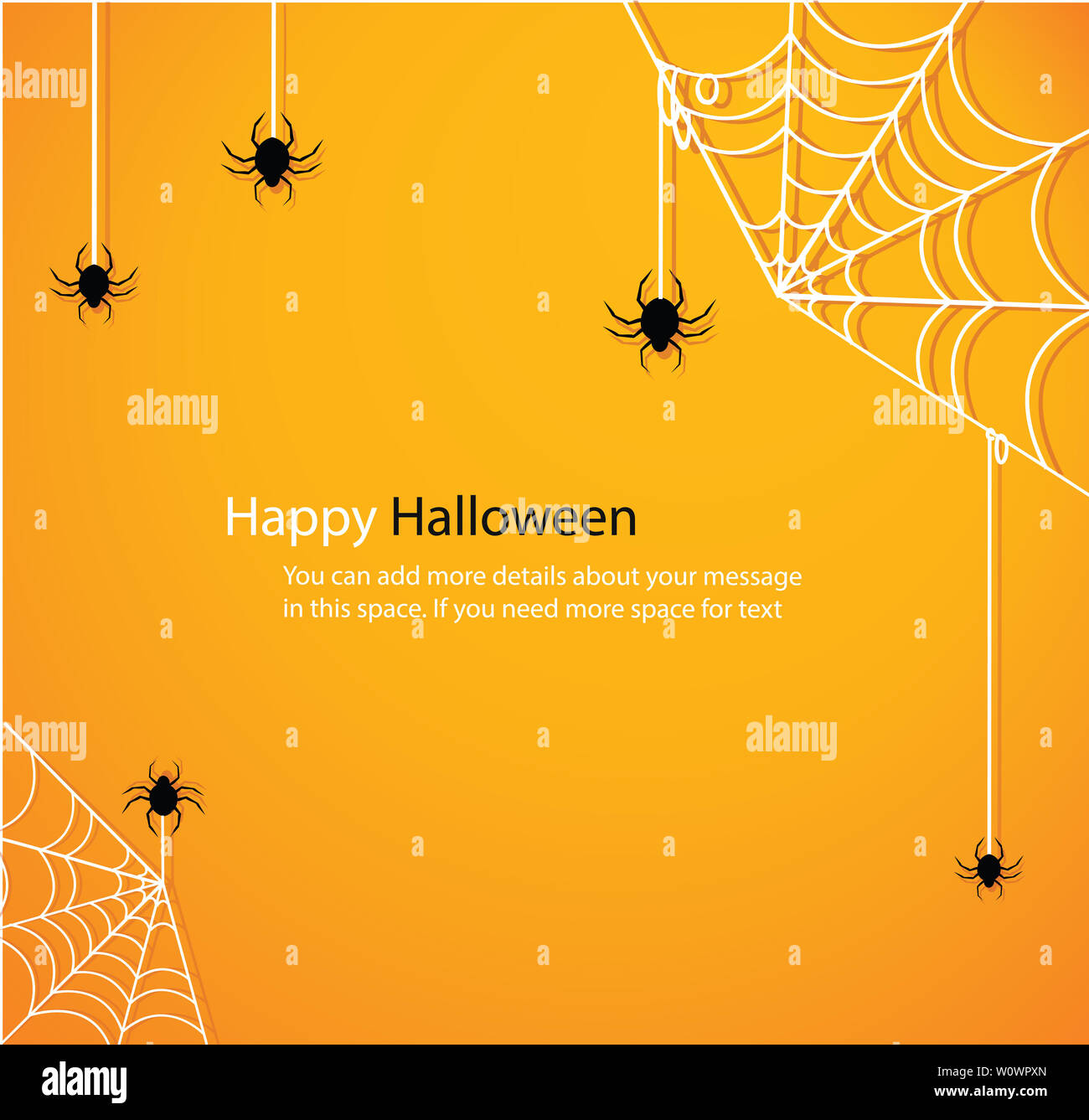 Halloween with spider web yellow background Stock Photo - Alamy