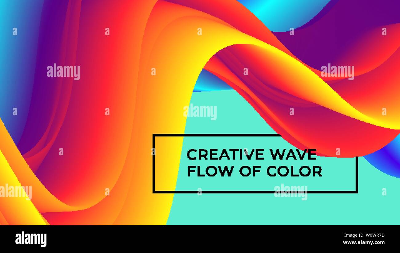 Colorful wavy flows of a fluid lines and liquid shapes with a smooth ...