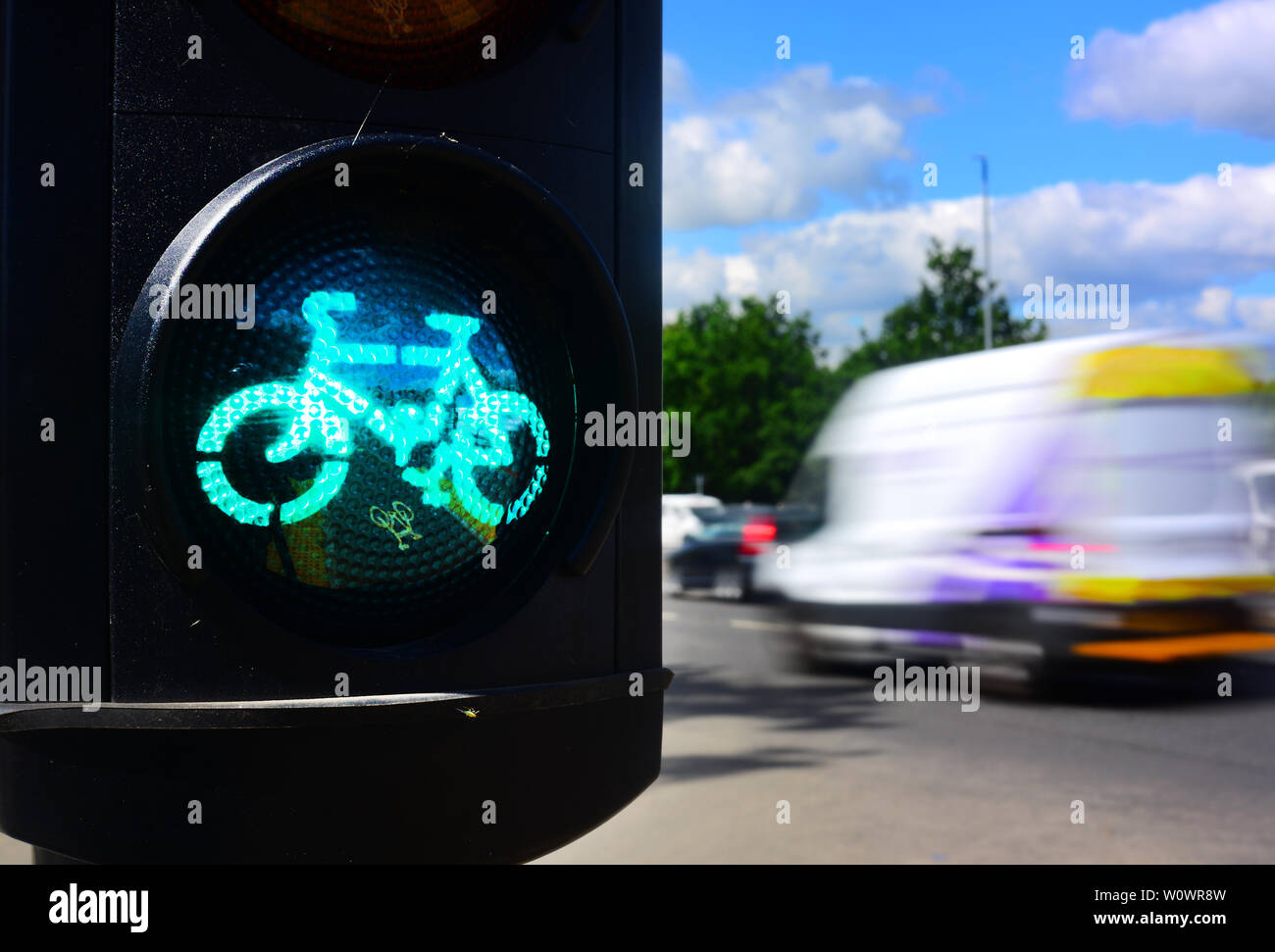 Dedicated Cycle Traffic Lights On The Leeds Cycle Super Highway