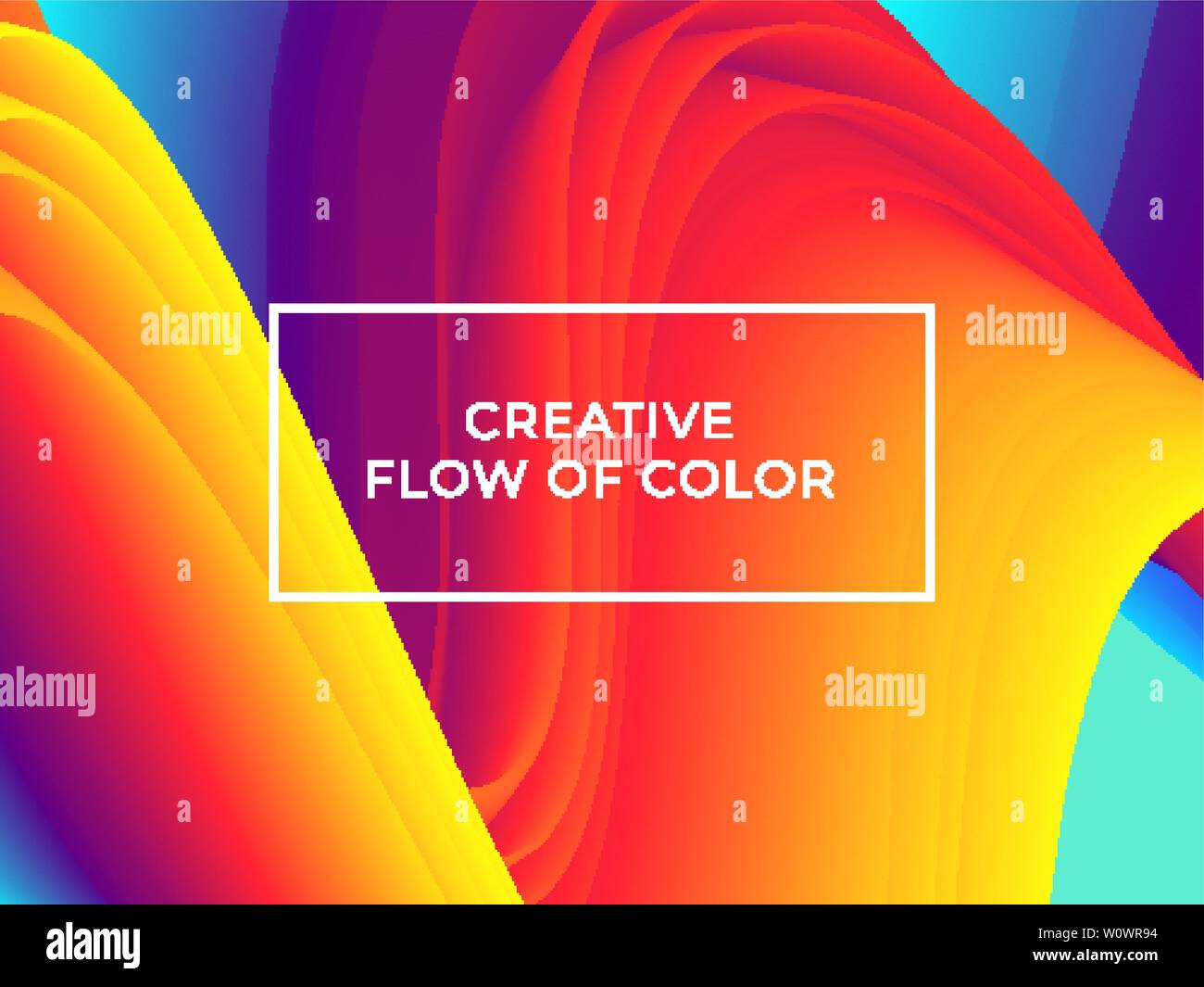 Liquid wavy colorful flow background with rainbow colored fluid lines ...