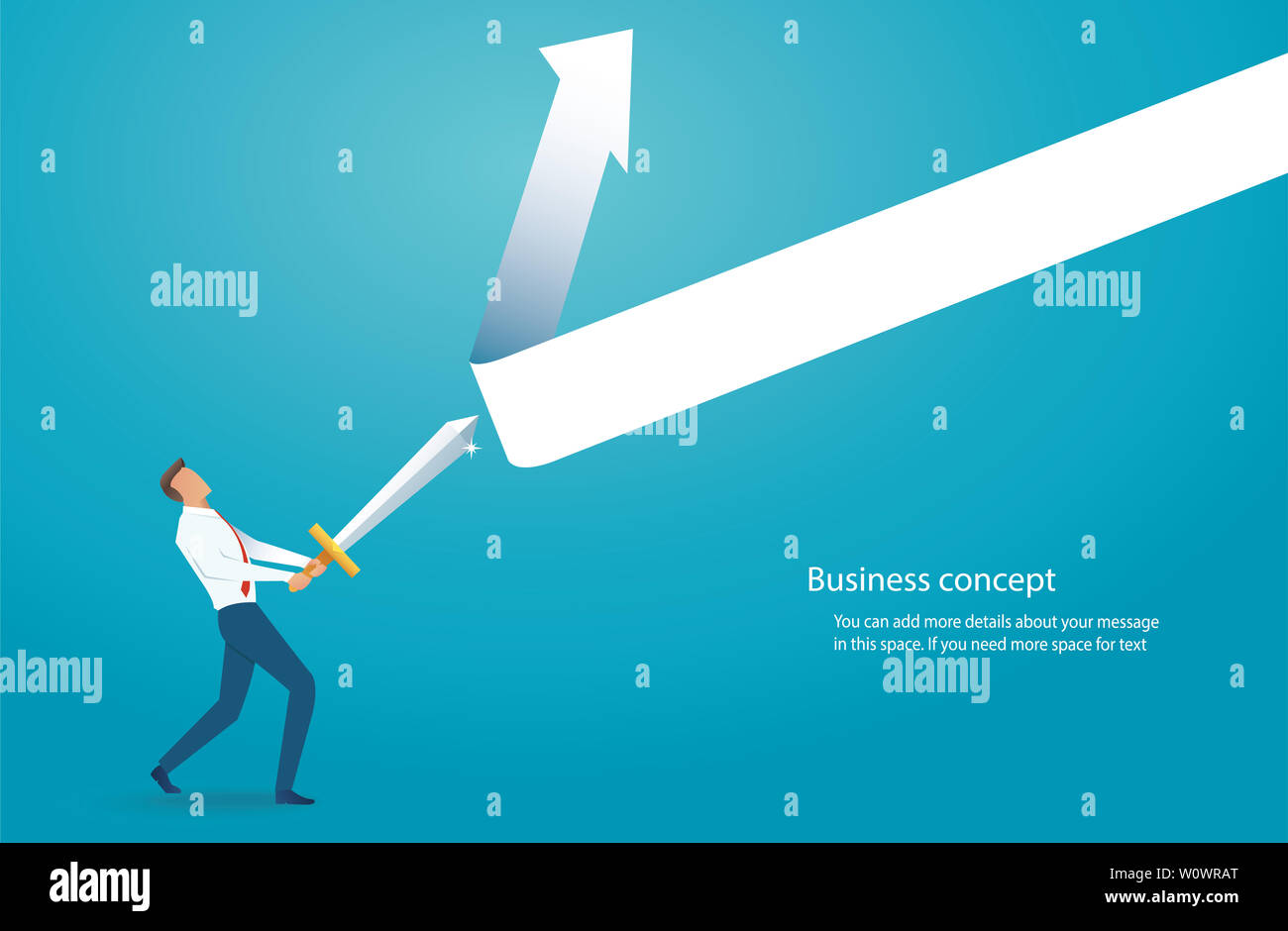 businessman holding sword to protecting arrow down Stock Photo - Alamy