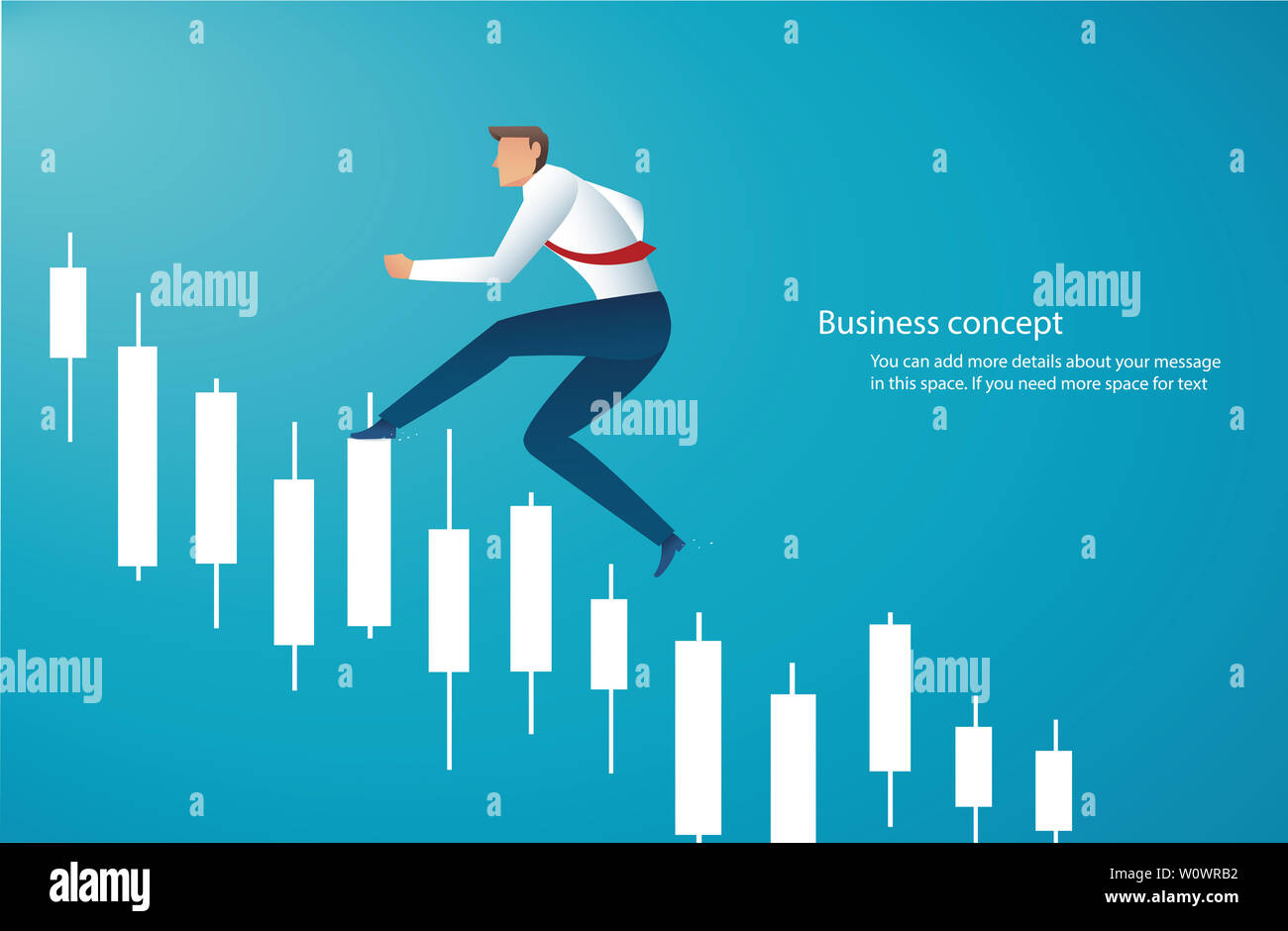 Businessman running with candlestick chart background, concept of stock ...