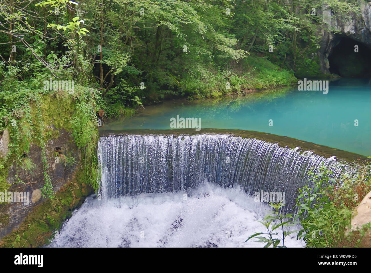 Amazingly beautiful mountain's spring with heavenly blue water color ...